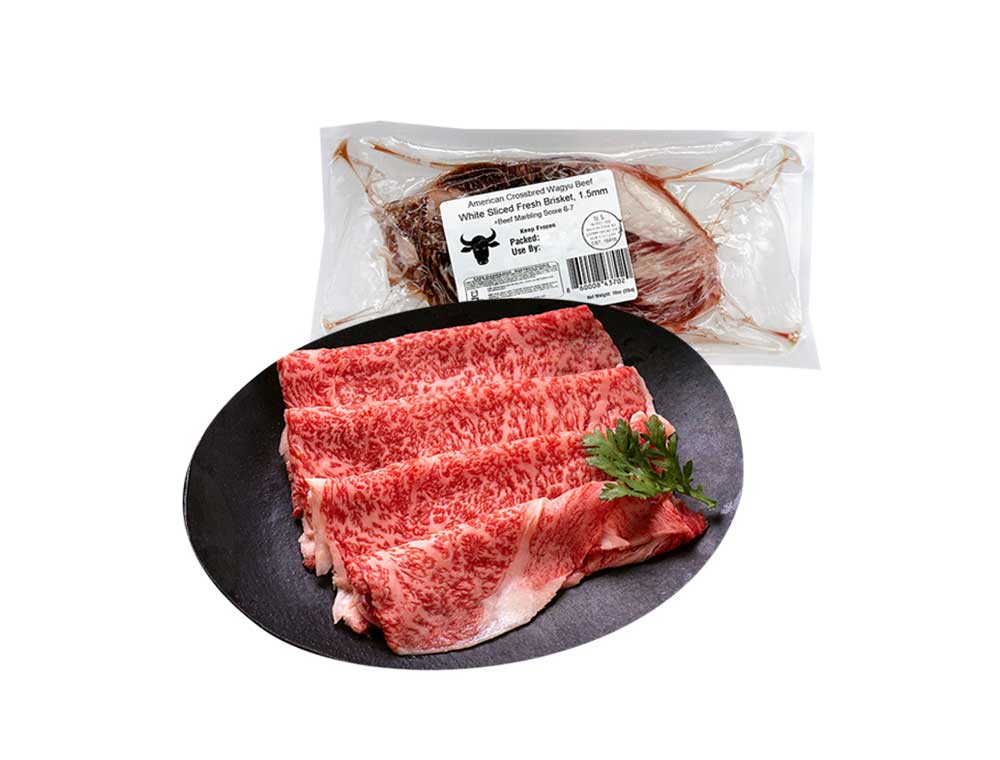 M6-7 American Crossbred Wagyu Beef 1.5mm White Sliced Fresh Brisket 1 ...